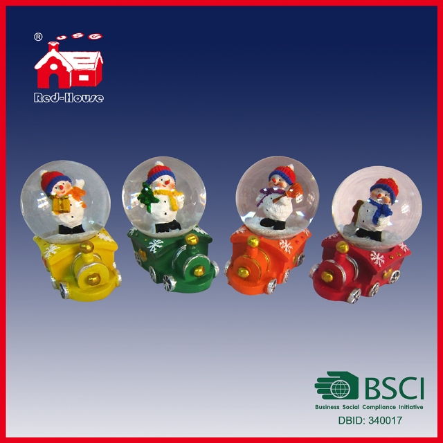 Lovely Snowman Inside Mini Train Base Holiday Gift Water Snow Globe ...