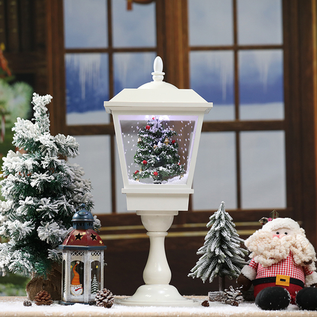 Xmas Scene Musical Tabletop Christmas Led Light Up Snow Lamp Post from ...