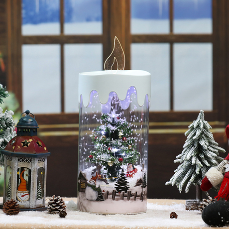 OEM Christmas home decor resin revolving led candles lights musical ...